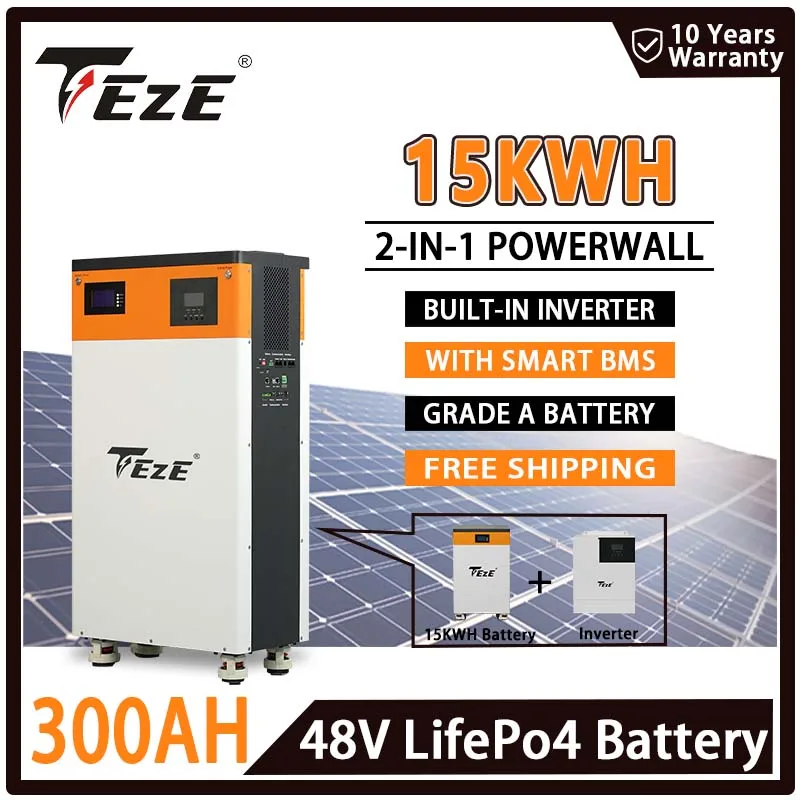 TEZE-48V-51-2V-300Ah-LifePo4-Battery-15KWH-Powerwall-All-In-One-Solar ...