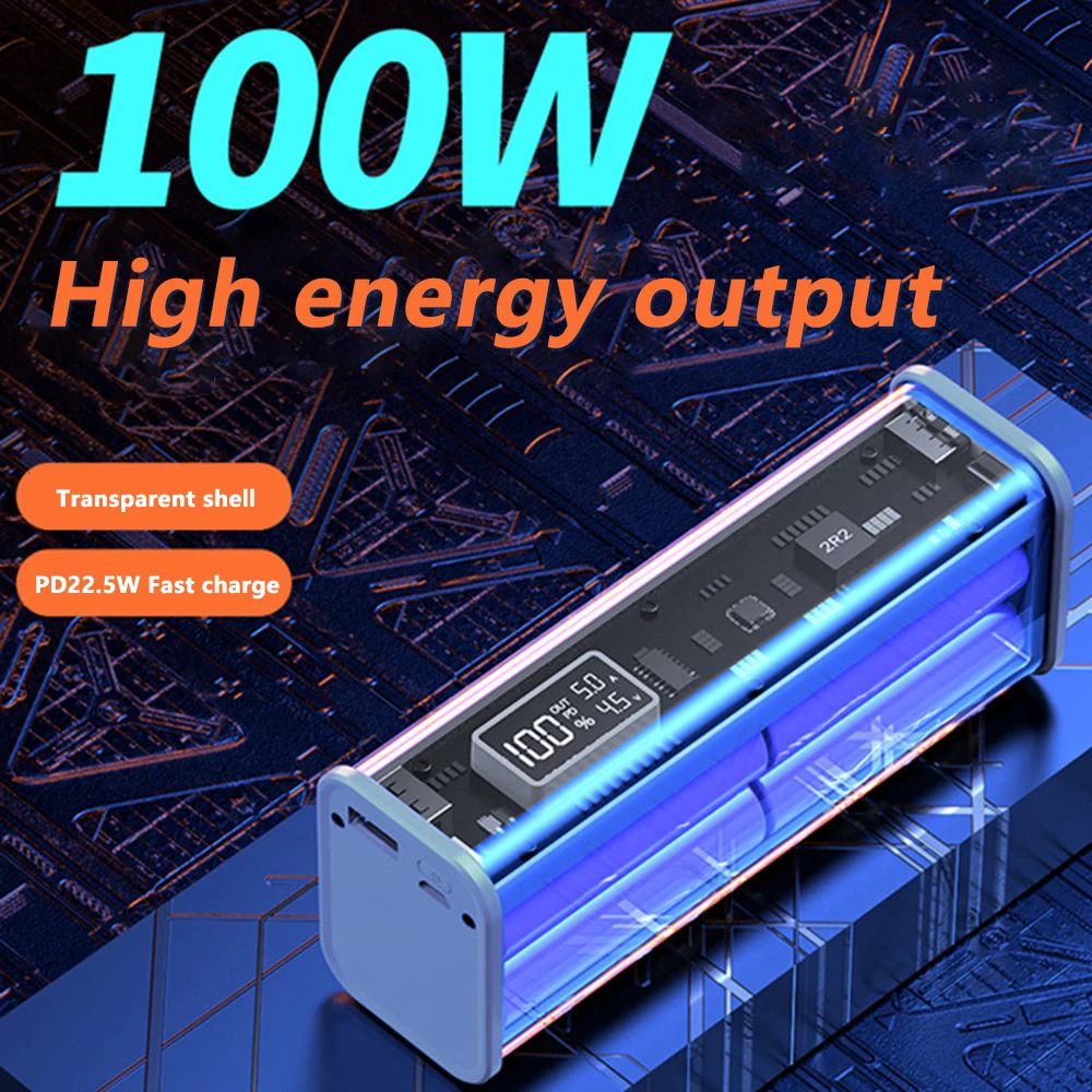 DIY-18650-Power-Bank-Case-100W-PD-22-5W-Powerbank-Housing-Fast-Charging ...