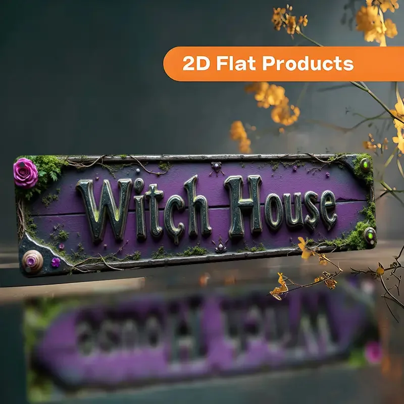 2D Flat, Vintage "Witch House" Aluminum Sign - 10x40cm/3.9x15.7in ...