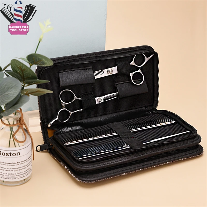 Luxury Leather Scissors Bag Barbershop Hairdressing Combs Case Portable ...