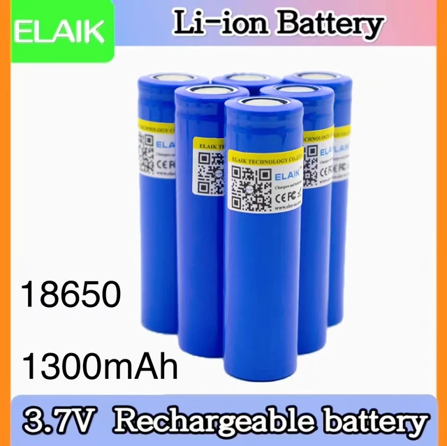 Rechargeable Battery 18650 1300mAh 1C Lithium Ion Battery, 56% OFF