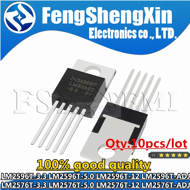 10 piezas, LM2596T, LM2576T, LM2596T-3.3, LM2596T-5.0, LM2596T-12, LM2596T-ADJ, LM2576T-3.3, TO-220