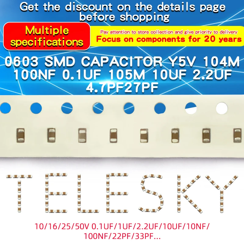 100pcs-0603-SMD-Chip-Capacitor-6-3V-10V-16V-50V-10pF-20pF-22pF-47pF ...
