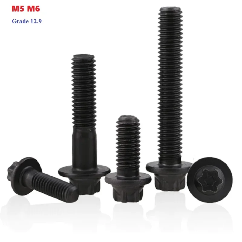 Externo-Torx-cabe-a-flange-parafusos-parafuso-sextavado-perfil-preto-M5 ...