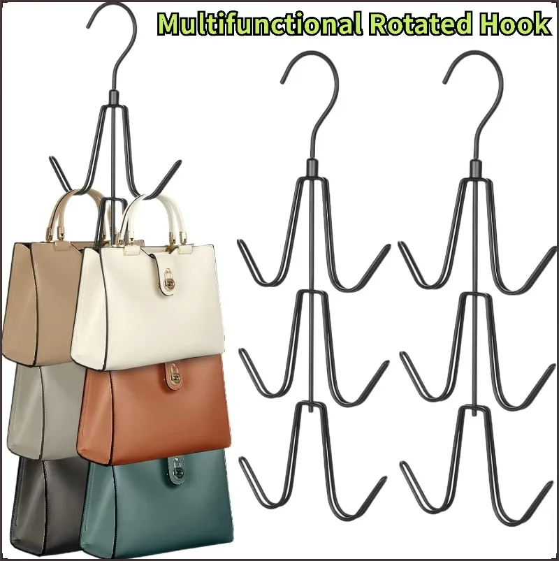 2Pcs Closet Purse Hanging Organizer Hooks Metal Storage Hanger Space ...