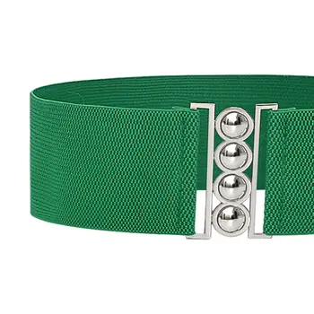 Wide Elastic Belt Decorative Belt with Buckle Simple Decoration Green ...