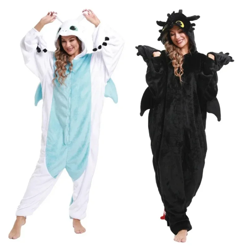 Night Fury Cosplay Costume Light Fury Cartoon Dragon Fur Pajamas Couple ...