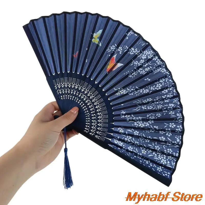 Vintage-Chinese-Folding-Fan-Wooden-Shank-Classical-Dance-Hand-Fan-High ...