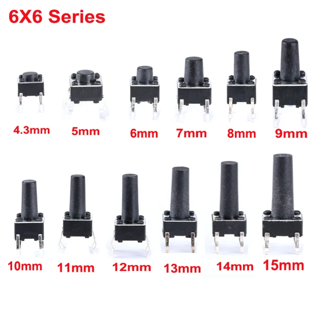 50PCS 6X6 Series Tact Switch 6*6*4.3/5/6/7/8/9/10mm Pins 2/4 Feet ...