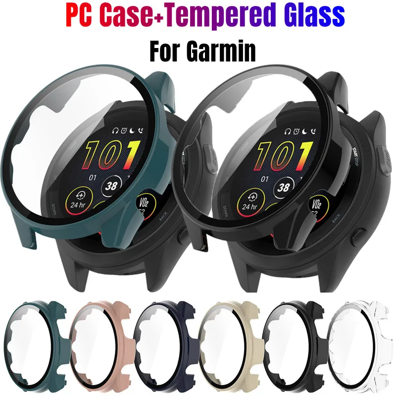 PC Case+Tempered Glass For Garmin Forerunner 265 265S 965 955 255 255S ...