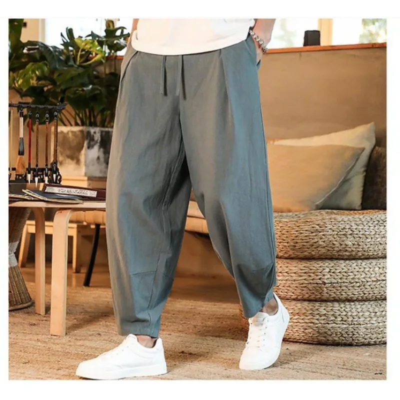 2023-Mens-Chinese-Style-Pants-Men-Summer-New-Breathable-Solid-Color ...