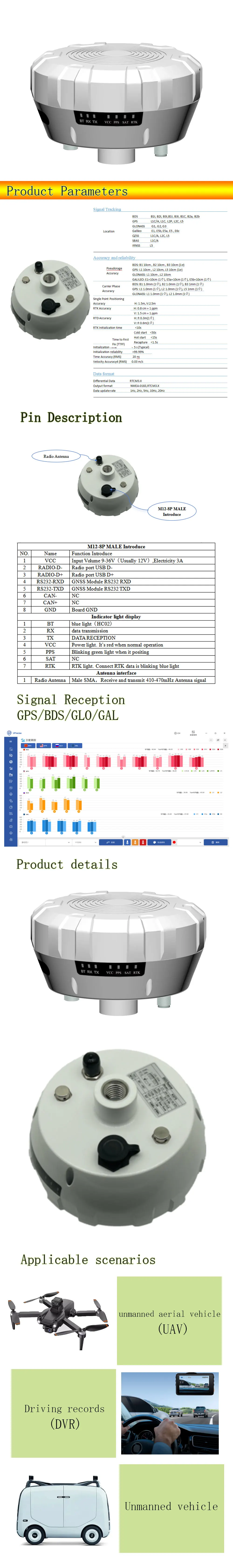 Antena satélite GPS RTK profesional Módulo RTK GNSS de frecuencia ...