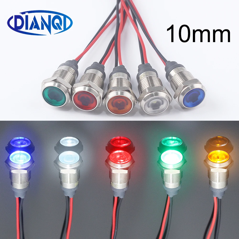 LED Metalen lampje 6mm waterdichte Signaal lamp 6 V 12 V 24 V 220 v met ...