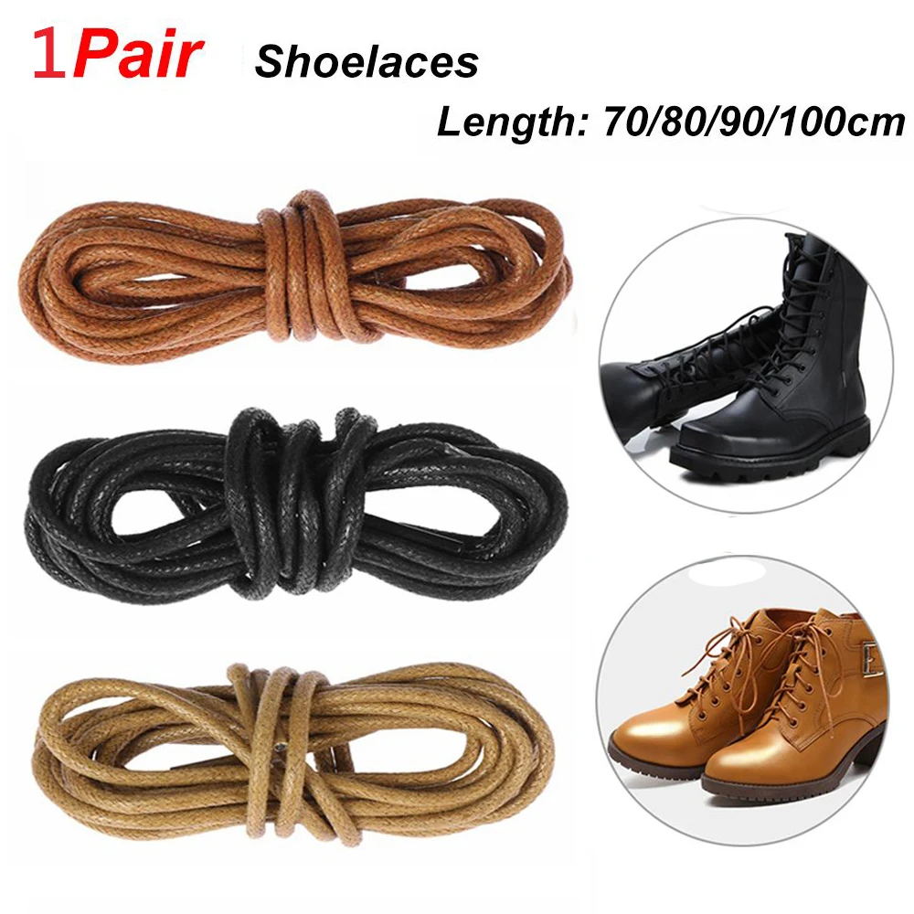 1Pair-70-80-90-100cm-Round-Waxed-Shoelaces-Boots-Laces-Strings-Coloured ...