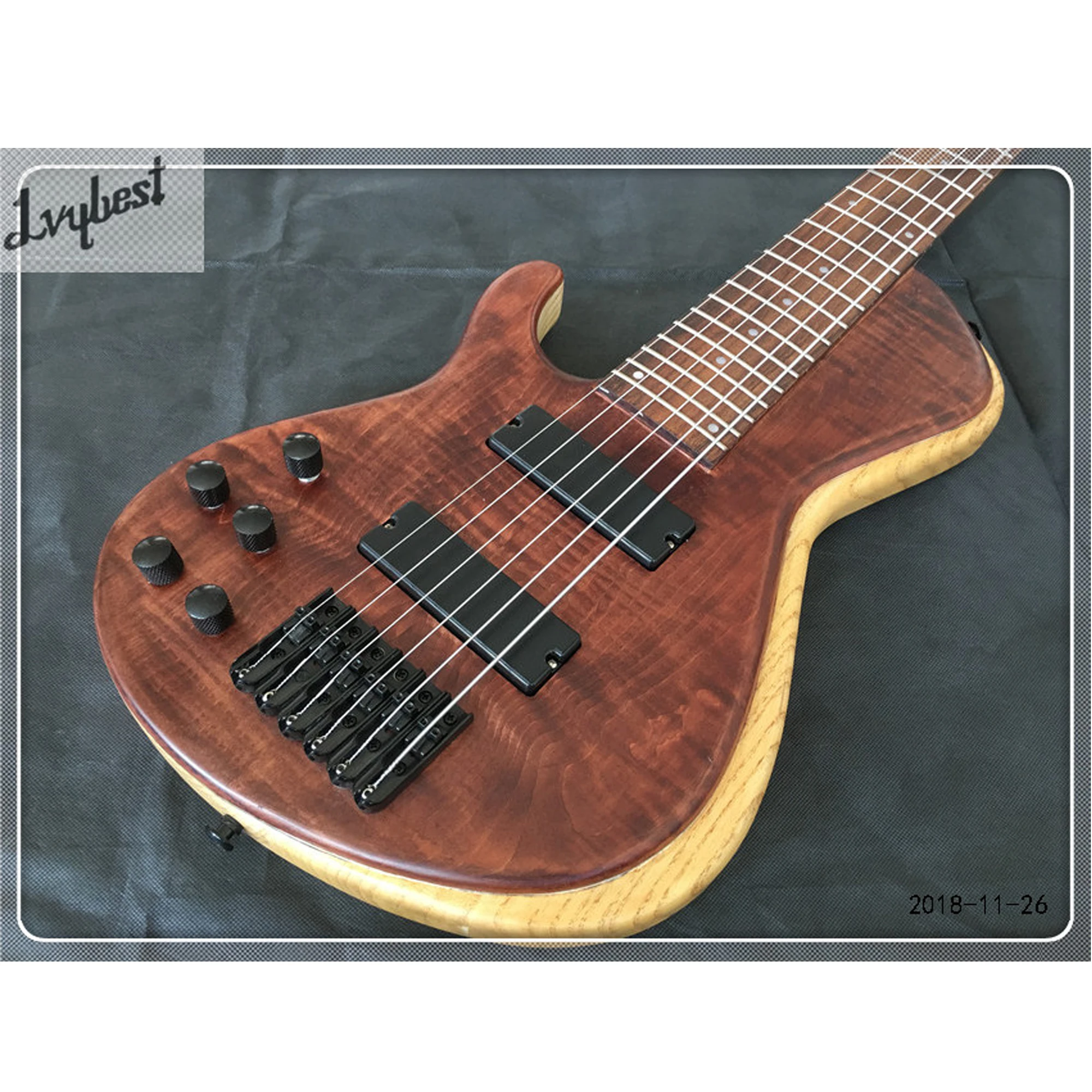 lvybest 6 String Electric Guitar Bass Left Hand Black Parts.Solid Flame ...