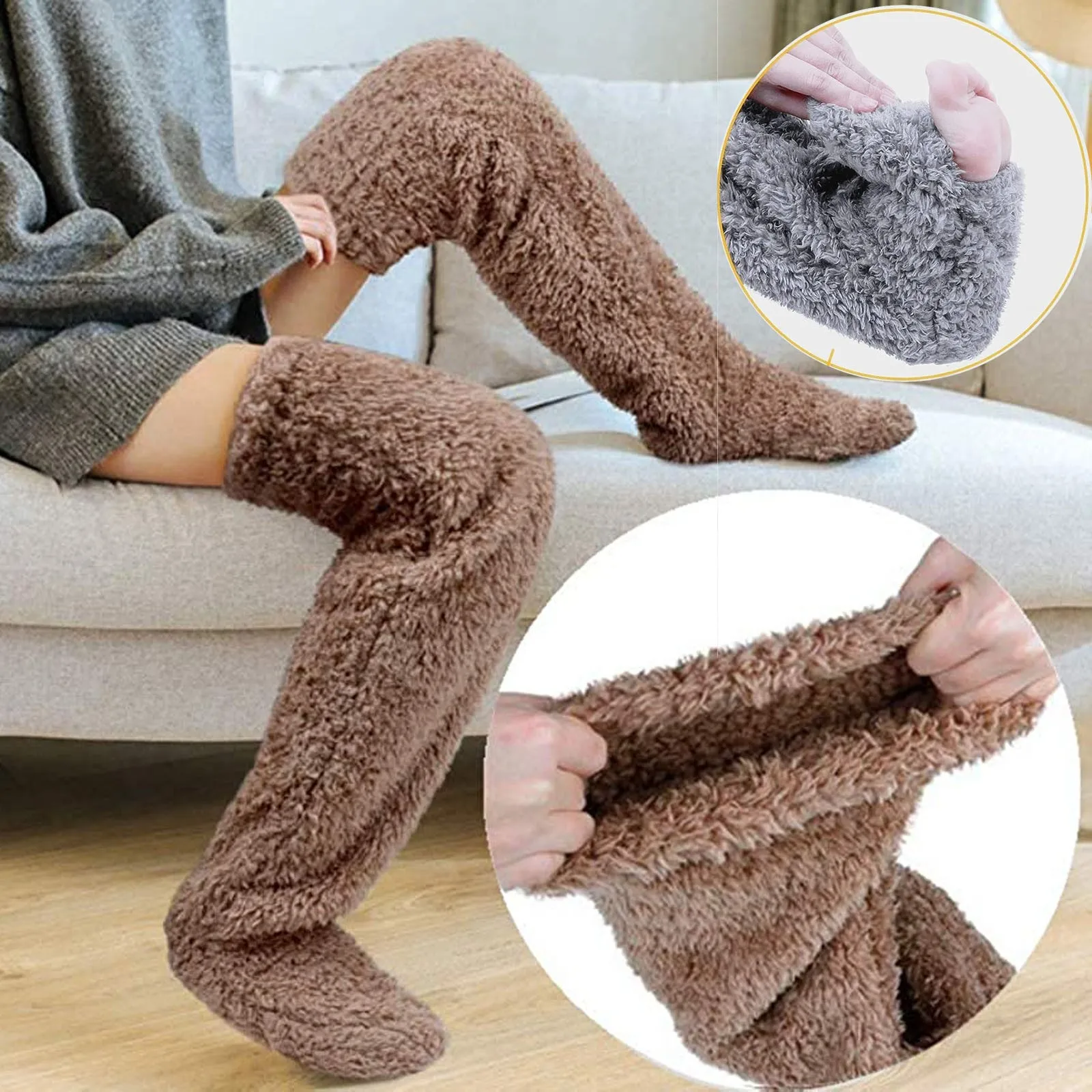 Winter-Leg-Warmers-Stockings-Fluffy-Thick-Leg-Cover-Home-Over-Knee ...
