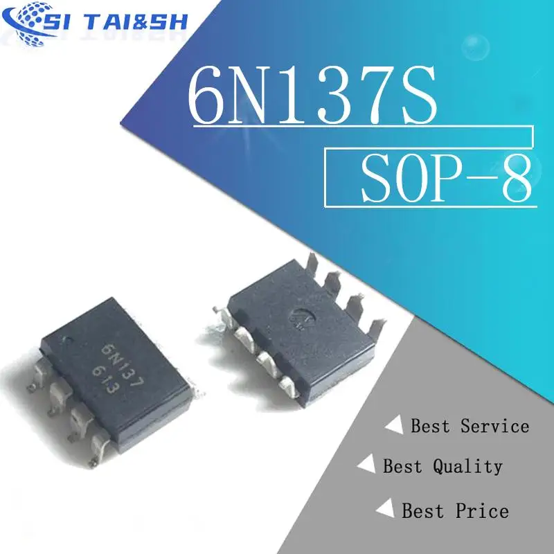 10pcs 6n137s Sop8 6n137 High Speed Optocoupler High Speed 10mbd Logicgate Output New Original ...