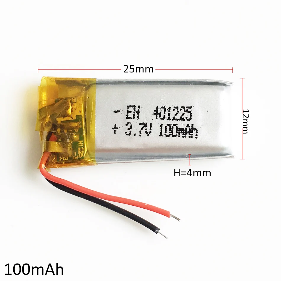 3.7V 100mAh Lithium Polymer Lipo Rechargeable Battery 401225 For MP3 ...