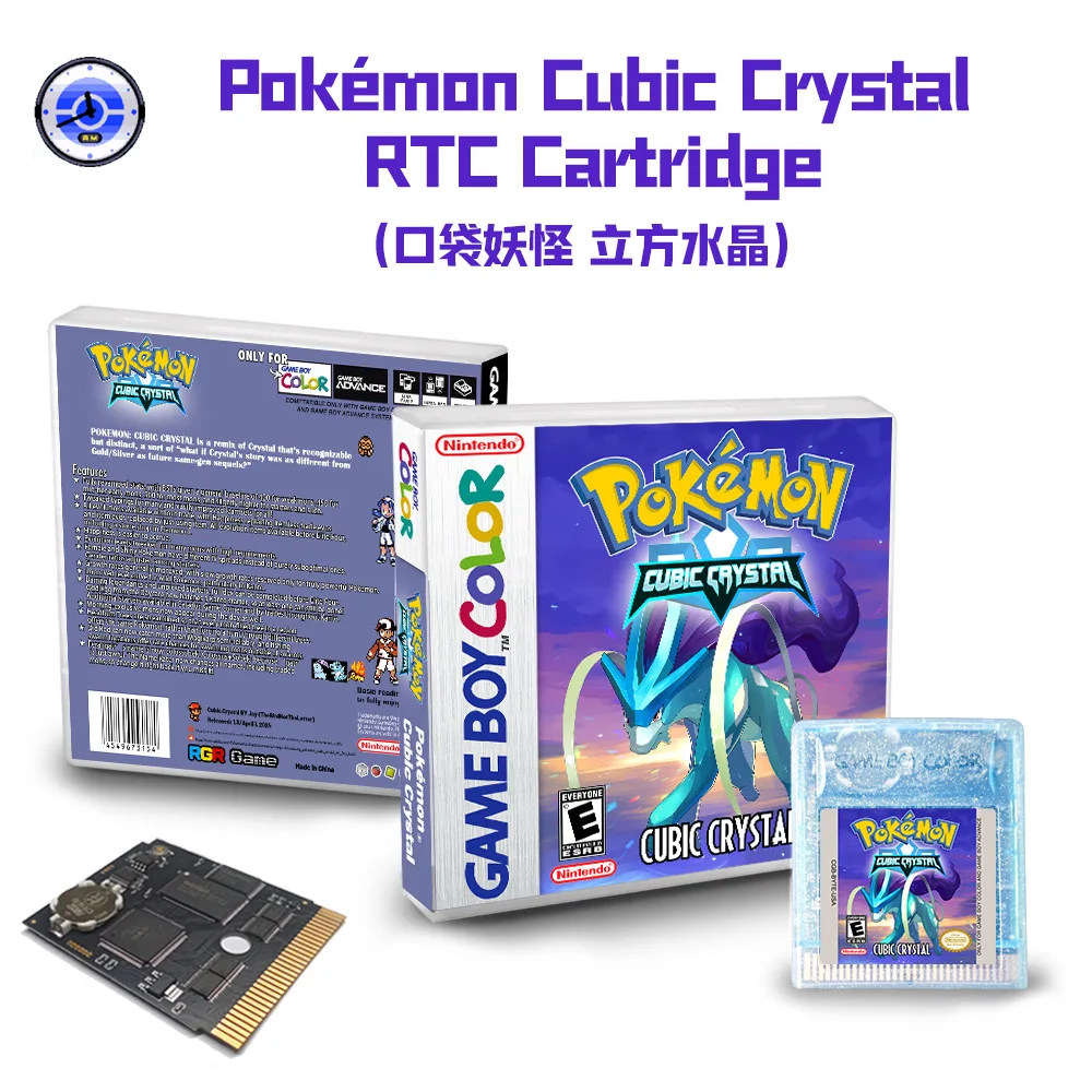 16 Bit Video Game Console Cartridge GBC Game Card Series Blue Crystal ...