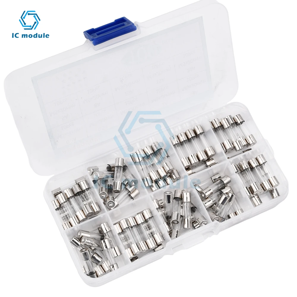 100-PCS-Fast-Blow-Glass-Fuse-Box-Kit-5x20-250V-For-Circuit-Current ...