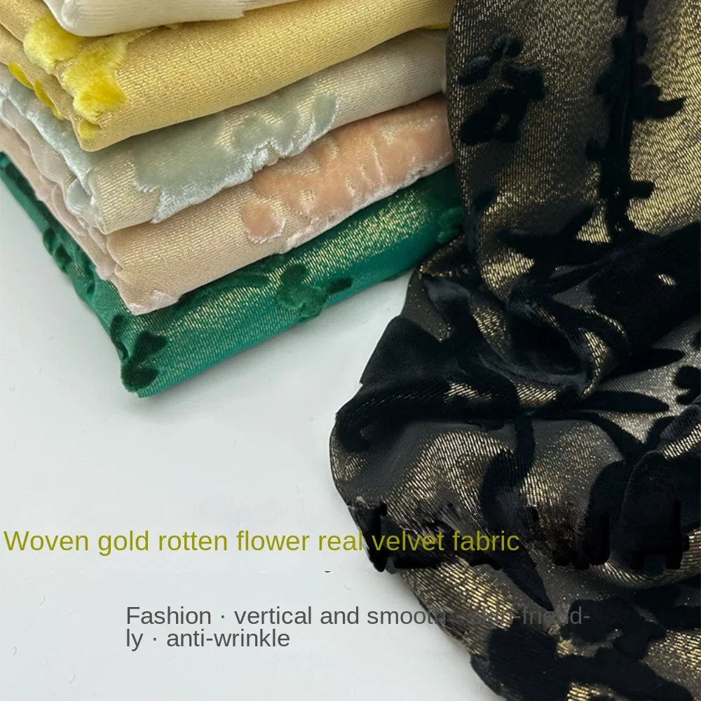 Woven-Gold-Velvet-Fabrics-Real-Velvet-Mulberry-Silk-Burnt-out-Flocking ...
