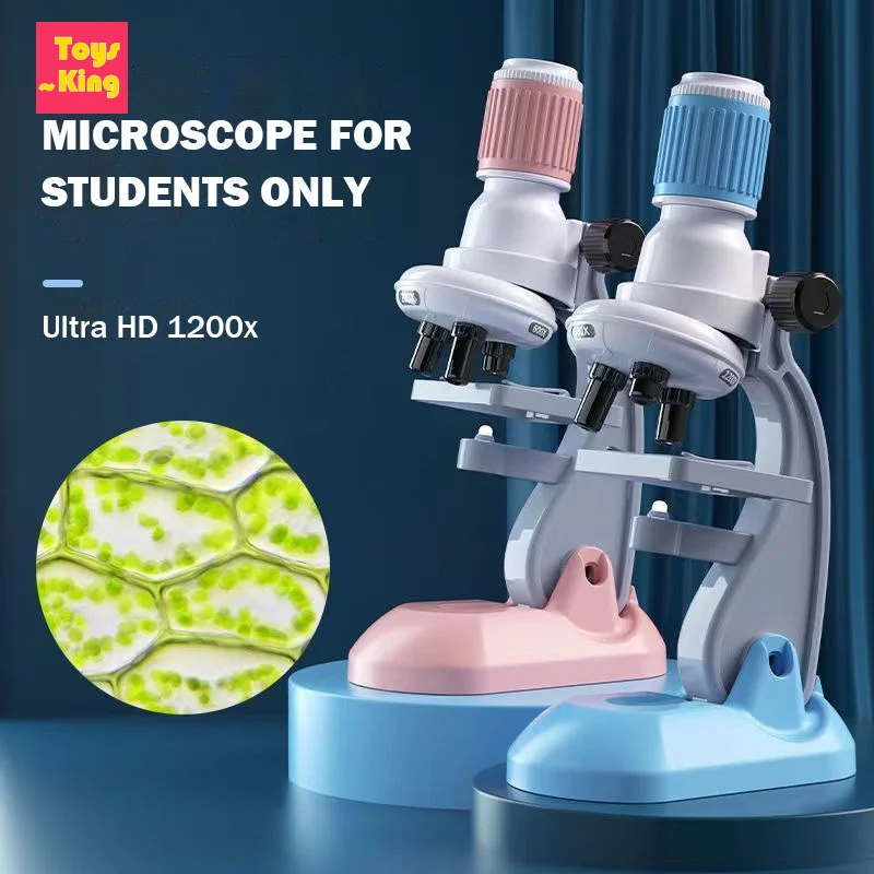 Kids Microscope Kit Bioscience Experiment Portable Optical Home School ...