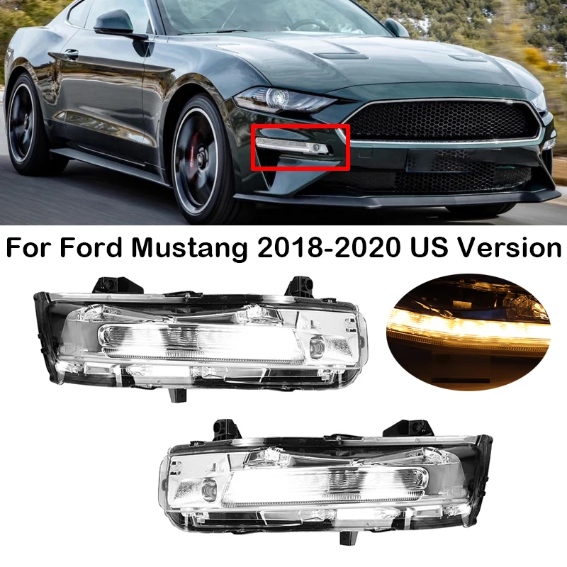 For Ford Mustang 2018 2019 2020 US Version LED Car Front Bumper Fog ...