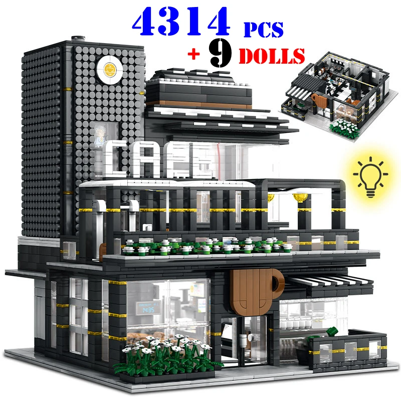 4314pcs-Street-View-Architecture-Series-Modern-Cafe-Assembled-Bricks ...