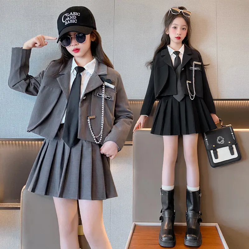 Junior Girl JK School Uniform Set Unique Formal Chain Smart Jackets and ...