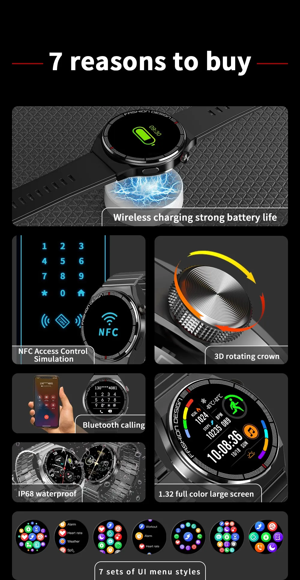 Smartwatch NUBI NUBI SK11 PLUS, IPS, Bluetooth, Ritm cardiac, Calorii ...