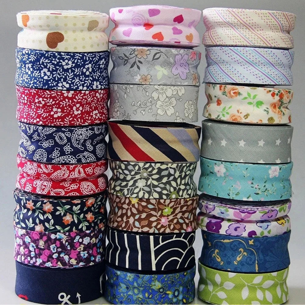 25mm(1") Cotton Bias Tapes Folded Binding Tapes for Craft Apparel DIY ...