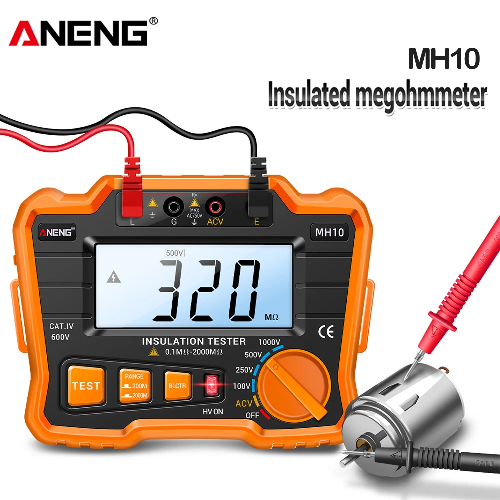 Aneng Mh10 Digital Megohmmeter Megger Meter Insulation Earth Ground ...