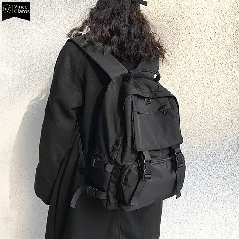 VC-Multiple-Pockets-Backpack-Unisex-Casual-Black-Oxford-Men-s-Backpack ...