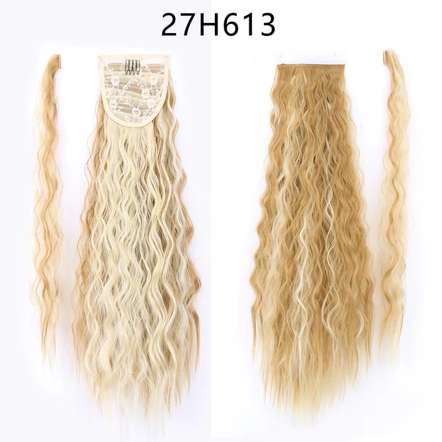 Synthetic 34 inch wavy / straight ponytail hair extensions