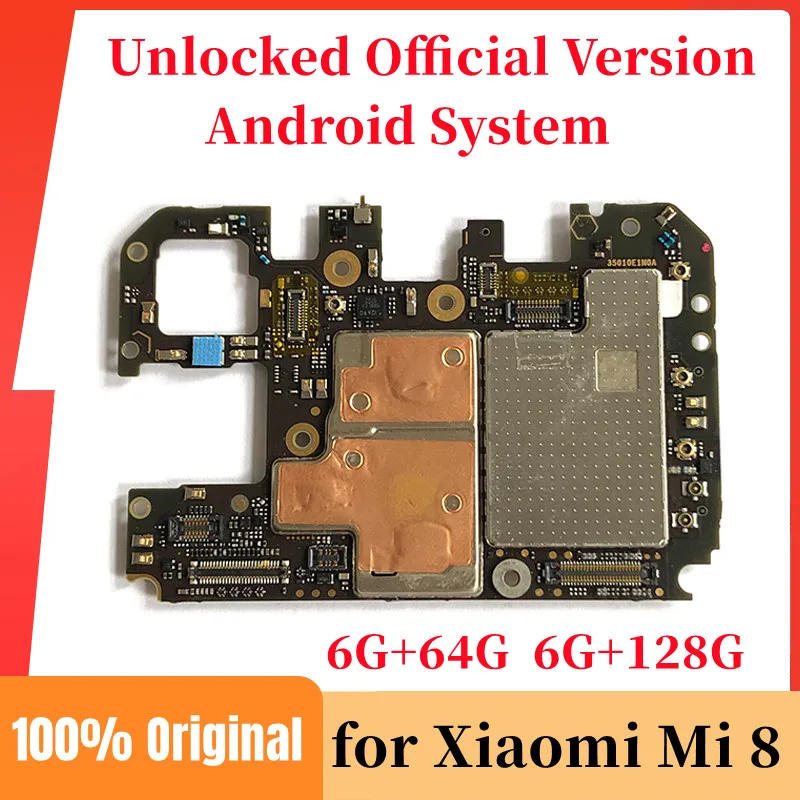 100% Original Unlocked For Xiaomi 8 Mi 8 Mi8 M8 Motherboard 128gb ...
