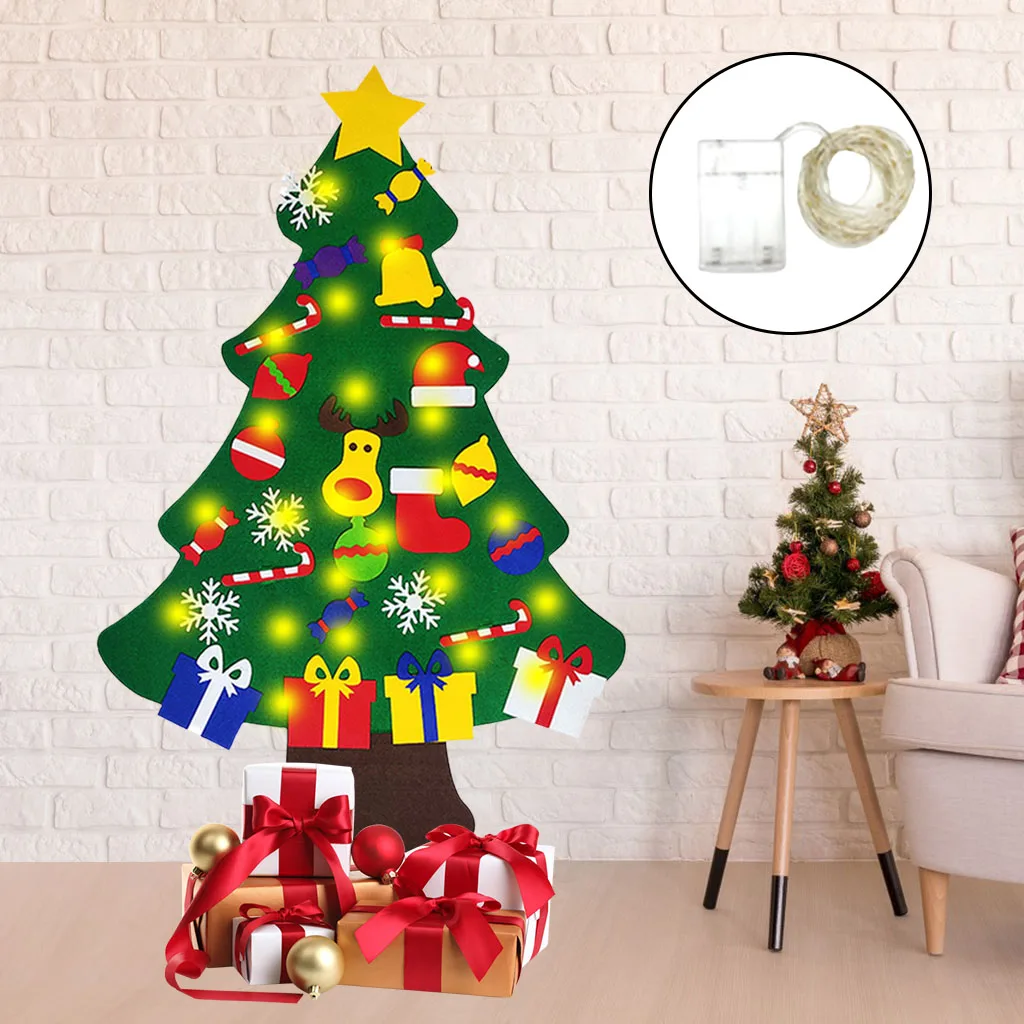 Christmas Tree Wall Hanging Artificial Xmas Tree Santa Claus Snowflakes ...