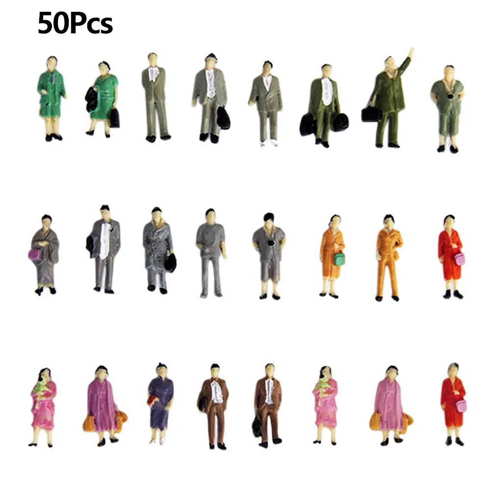 50pcs-Model-Trains-HO-Scale-1-87-Standing-People-Figure-Different-Poses ...
