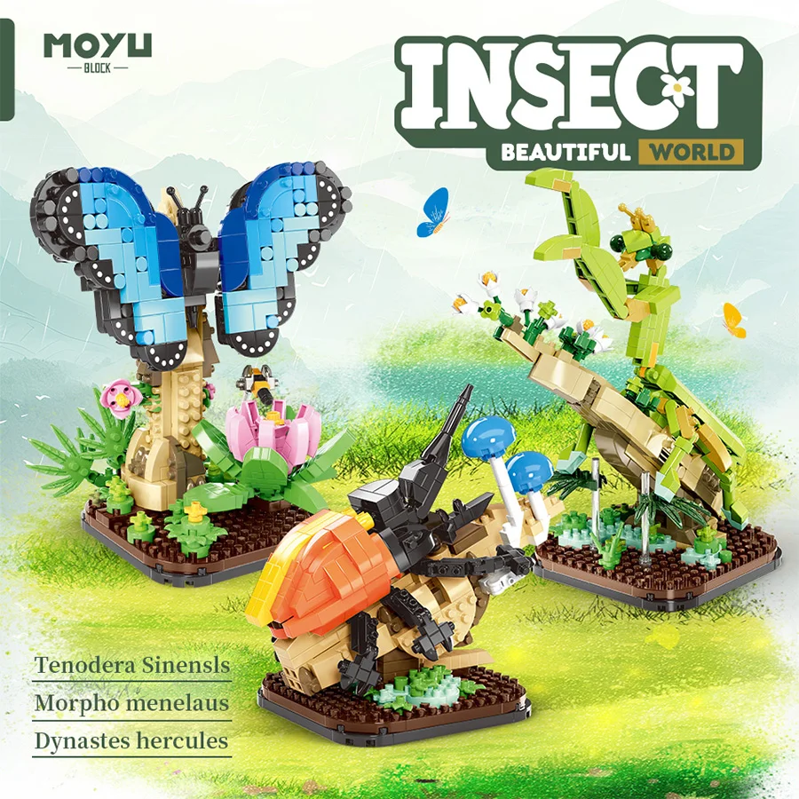 MOYU-Cultural-3D-Insect-Building-Blocks-Set-423-468pcs-Micro-Bricks ...
