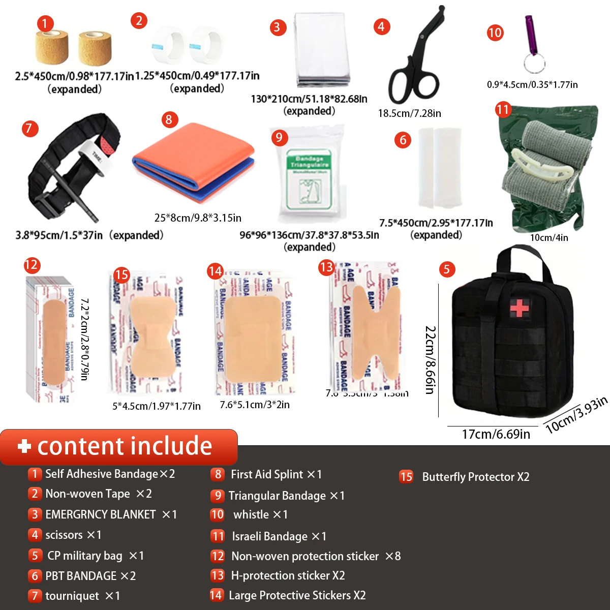 28pcs survival first aid kit, professional survival equipment tool ...