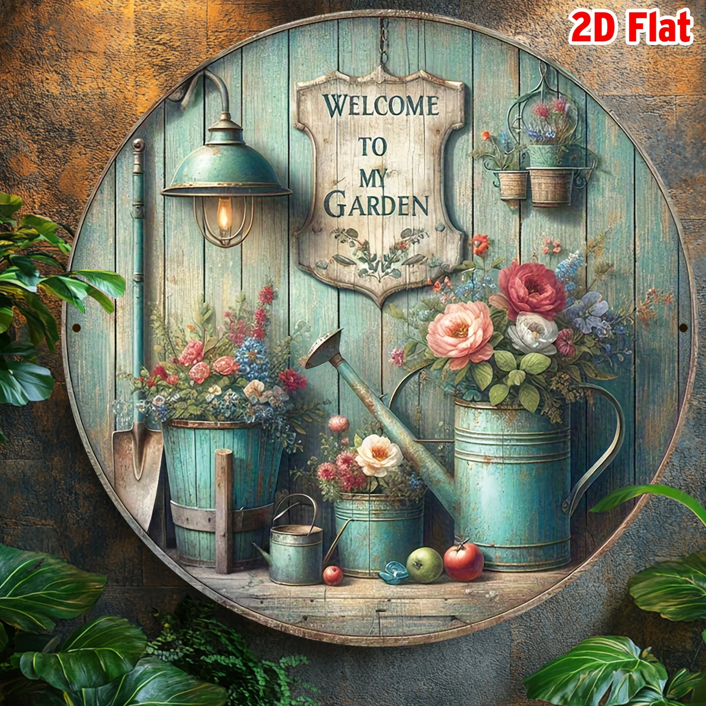Vintage "Welcome to My Garden" Sign -Round Decorative Plaque Garden ...
