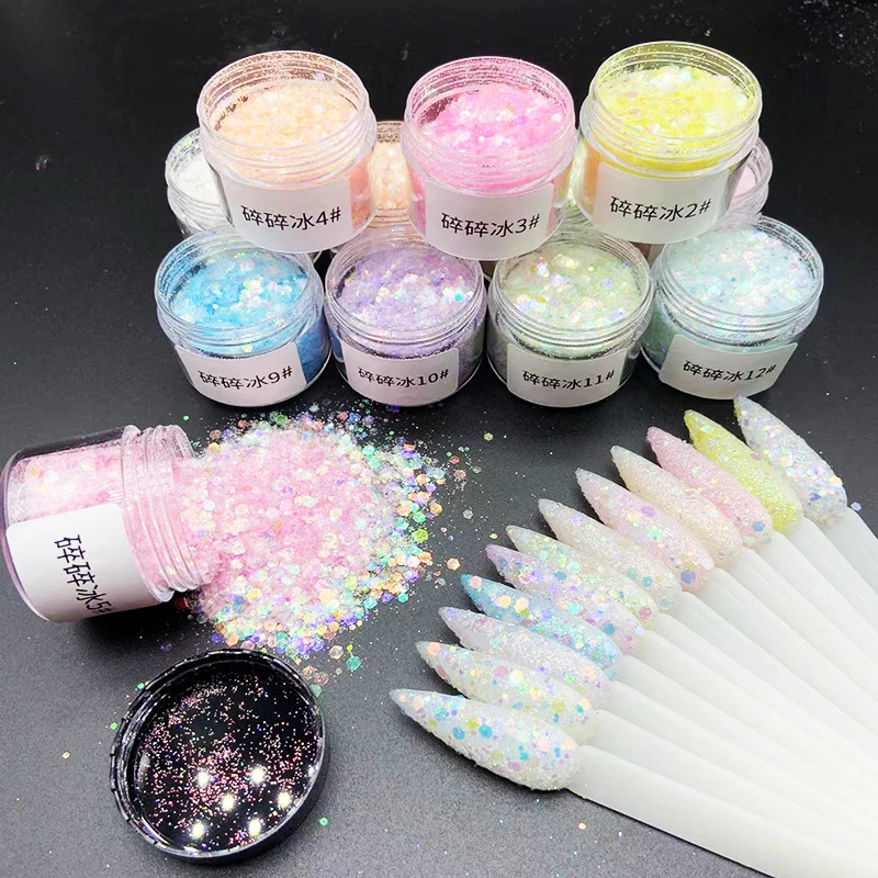 5g/bag Holographic Glitter Sequins Chunky Mixed Sequins Nails Powder ...