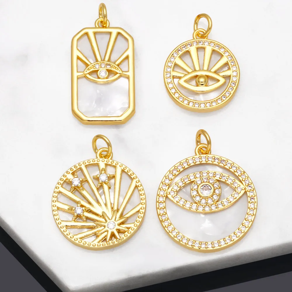 Clearance-Fashion-Shell-Evil-Eye-Necklace-Pendant-Copper-Gold-Plated ...