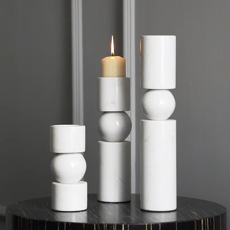 Minimalism-Natural-Marble-Candlestick-Nodic-Candle-Holder-Decorative ...