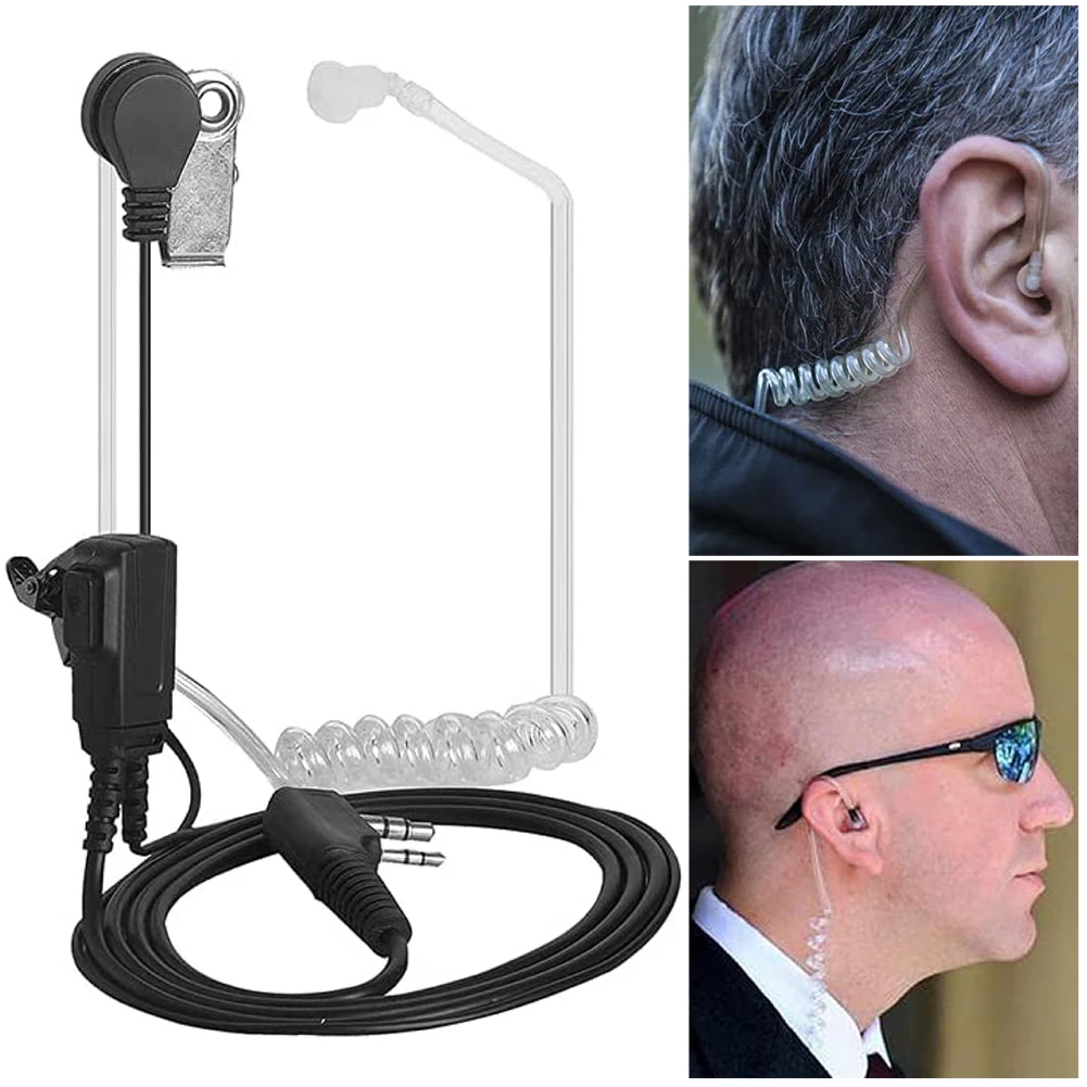2Pin-PTT-MIC-Walkie-Talkie-Headset-Headphone-Covert-Acoustic-Tube-In ...