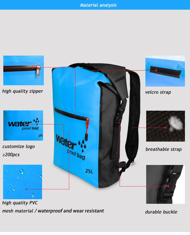 25L Waterproof Dry Bag Swimming Backpack Rucksack Pack Water Floating ...