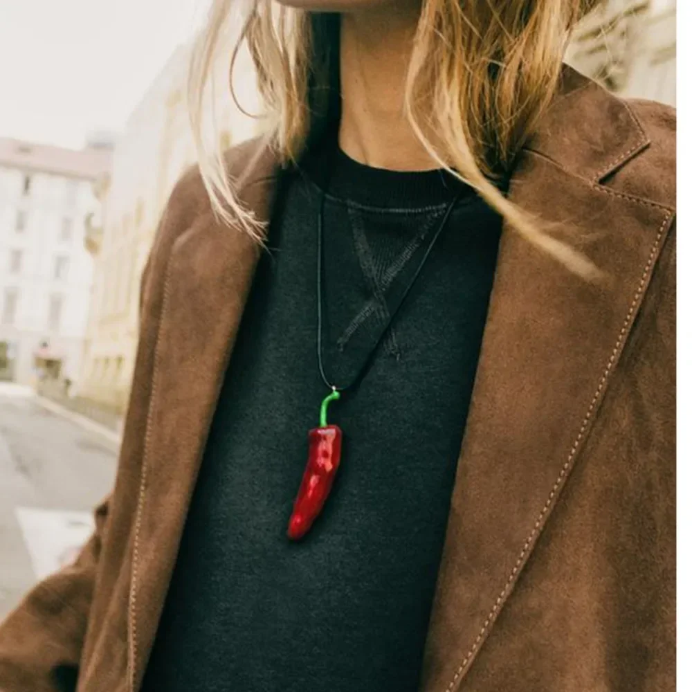 Red Pepper Pendant Rope Chains Necklace for Women Boho Style Fashion ...