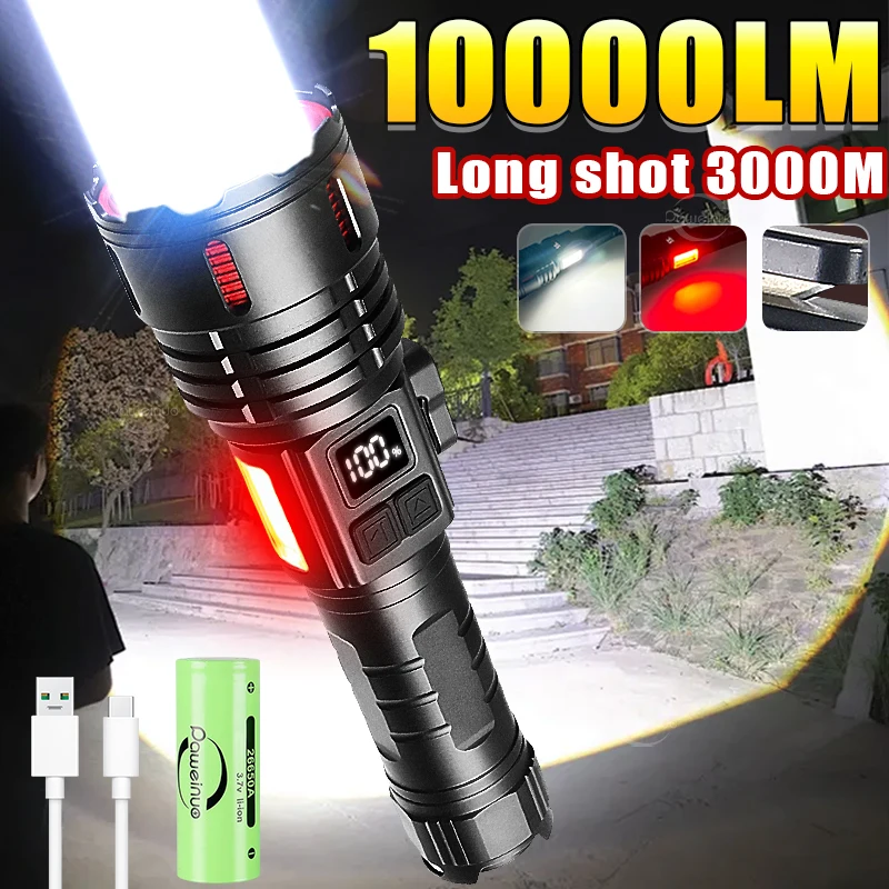 Super-800W-High-Power-Rechargeable-Led-Flashlight-Lighting-3000M-Ultra ...