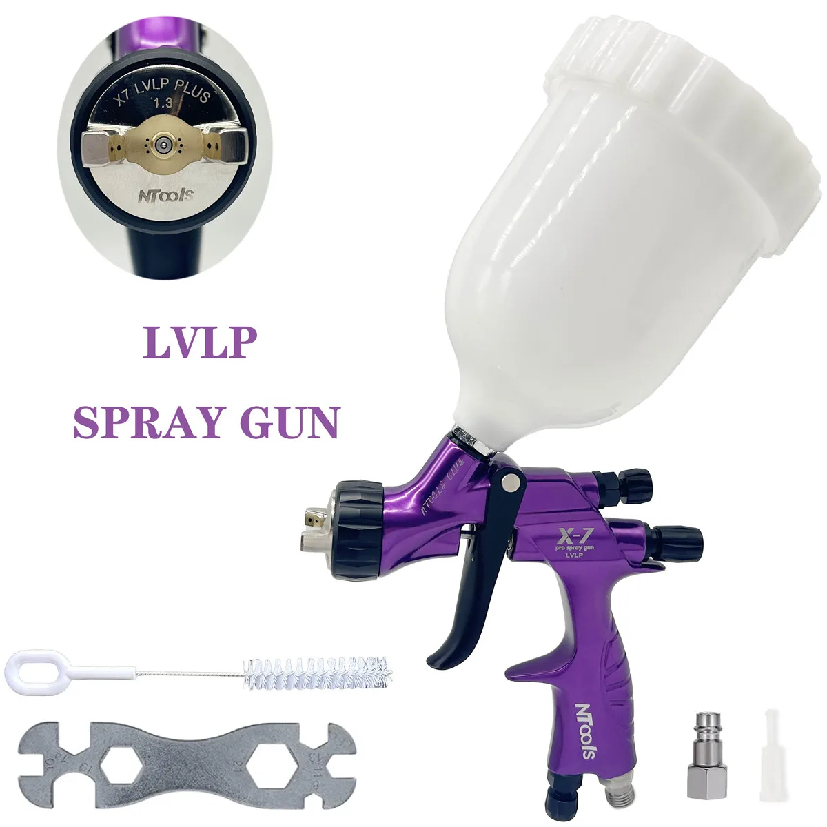 X7 Air Spray Gun With 1.3MM Nozzle 600cc Tank Paint LVLP/HVLP Paint ...