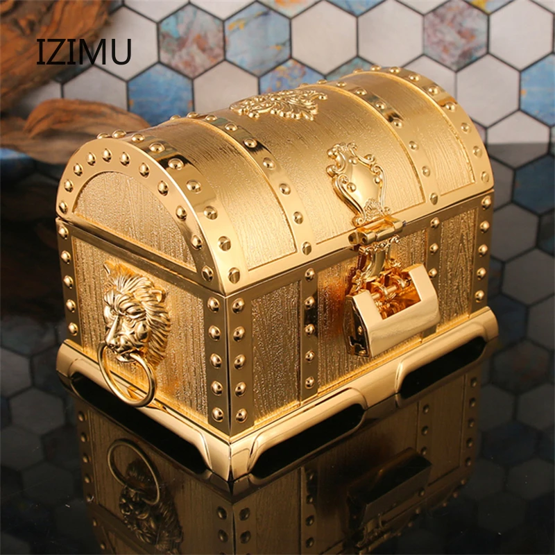 Vintage-Treasure-Chest-Lock-Jewelry-Storage-Box-Large-Capacity-Ring ...