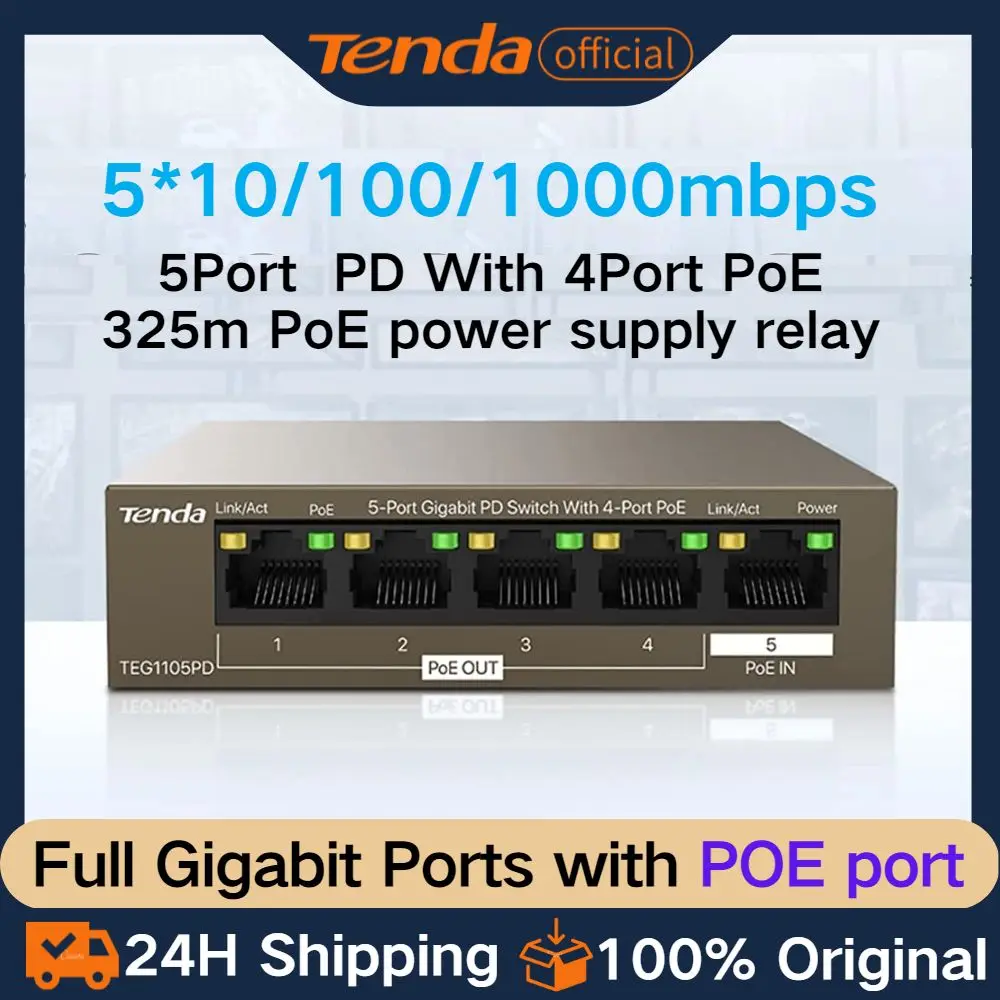 Tenda POE Switch 5 Ports Gigabit Network Switch PSExPD Gigabit POE ...